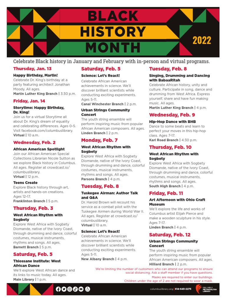 Columbus Metropolitan Library - 2022 Events Black History Month | PDF ...