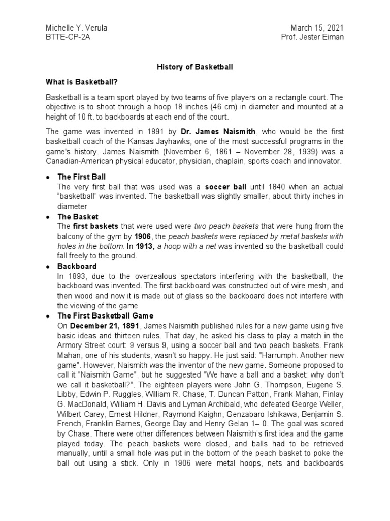 History of Basketball What Is Basketball? | PDF | Referee | Ball Games