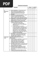 English Textbook Evaluation Checklist Form | PDF | Textbook | Graphics