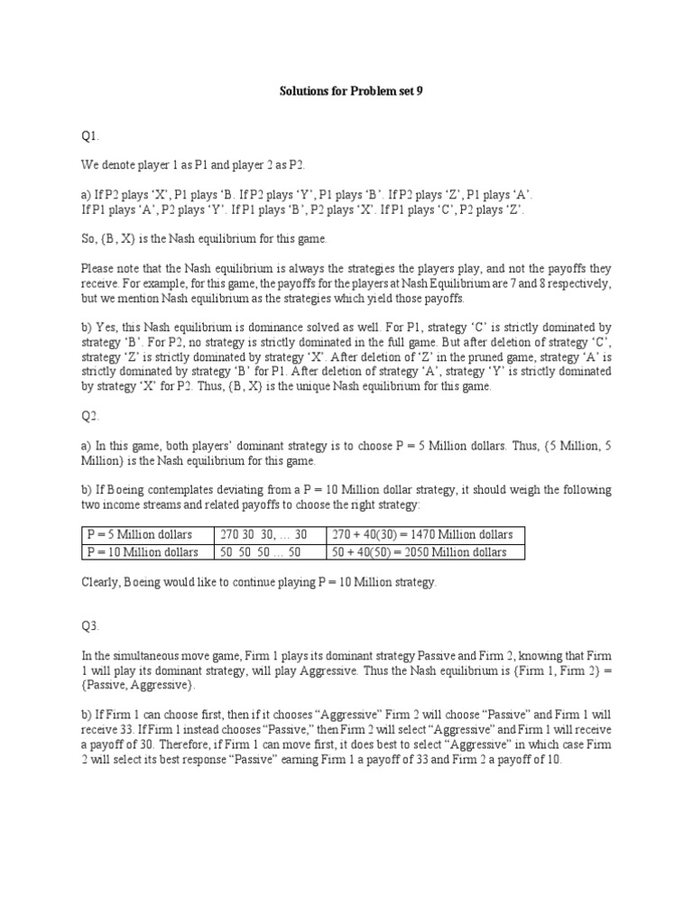 Solutions - Problem Set 9 | PDF | Leisure Activities | Economic Theories