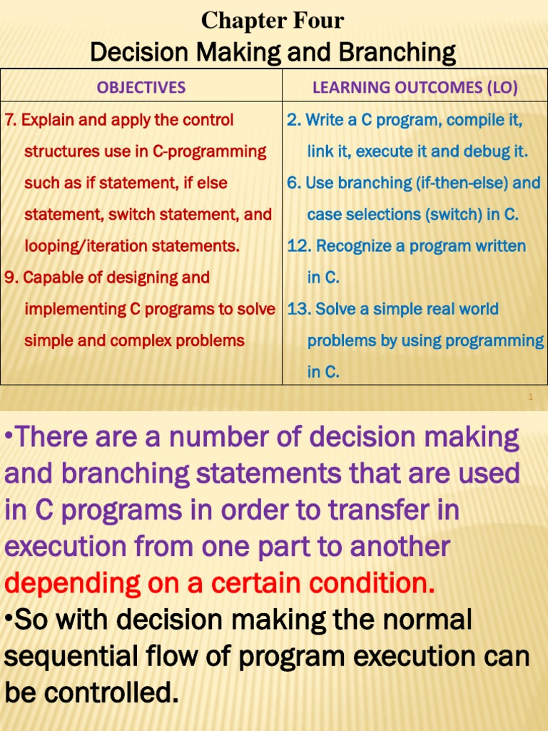 Chapter 4-Decision Making and Branching in C Programs | PDF | Control Flow | Computer Engineering