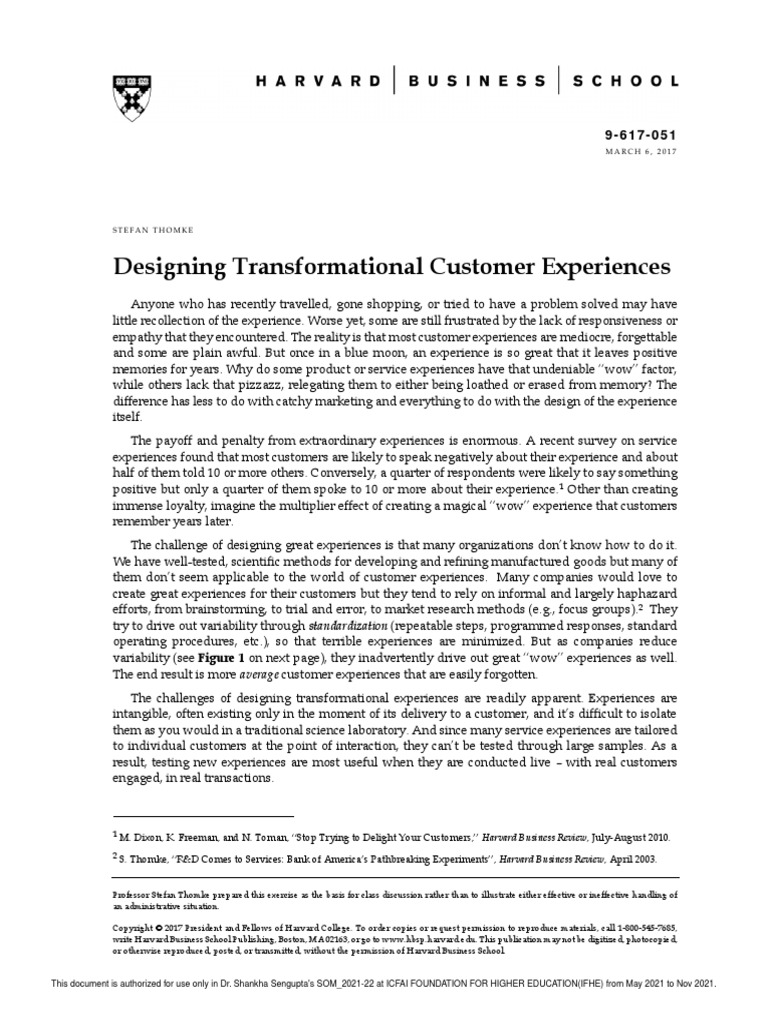 03 - Designing Transformational Customer Experiences | PDF | Storytelling | Learning