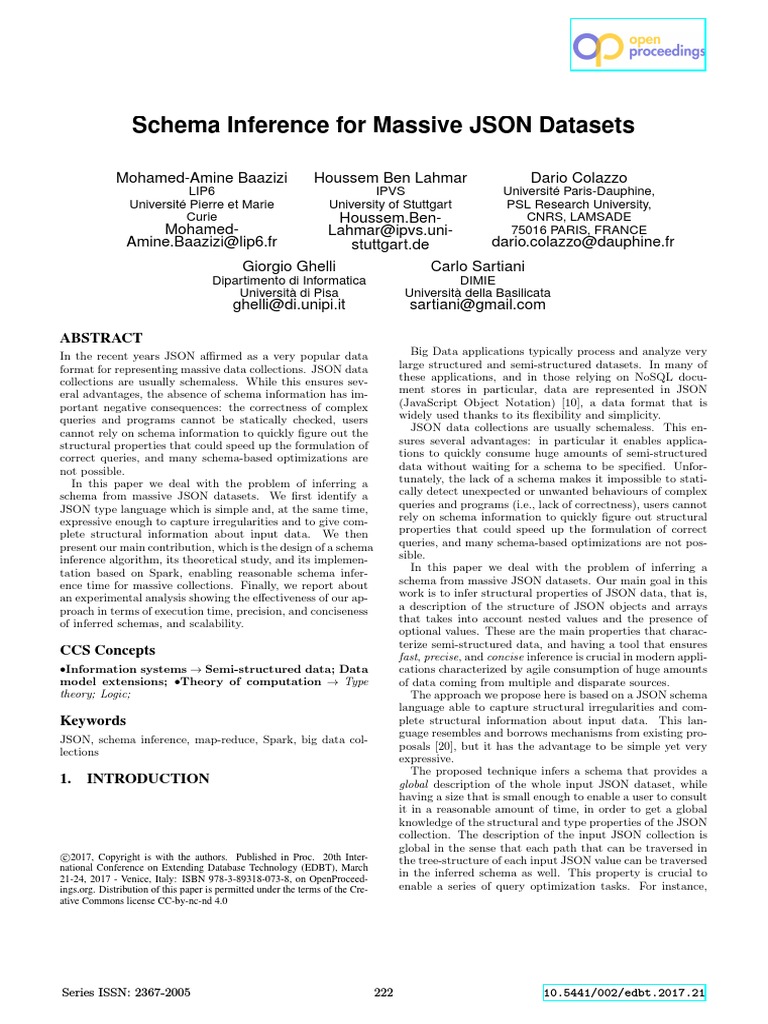 Schema Inference For Massive JSON Datasets | PDF | Json | Boolean Data Type