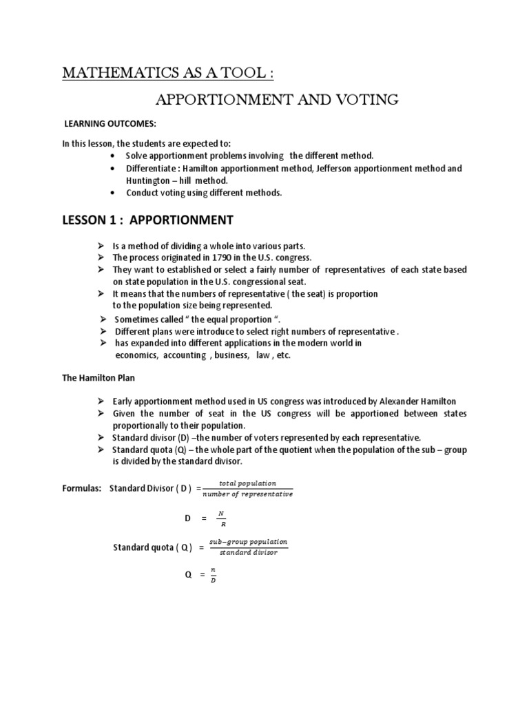 Apportionment Methods in Voting Math | PDF | Voting | Two Round System