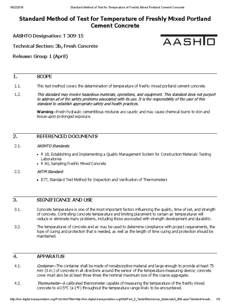 Aashto T 309-15 | PDF | Concrete | Cement