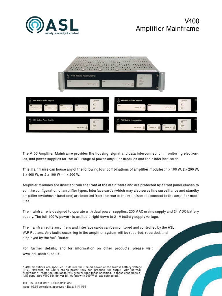 V400 Amplifier Mainframe | PDF | Amplifier | Power Supply