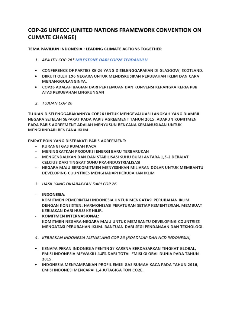 Cop26 United Nations Framework Convention On Climate Change | PDF