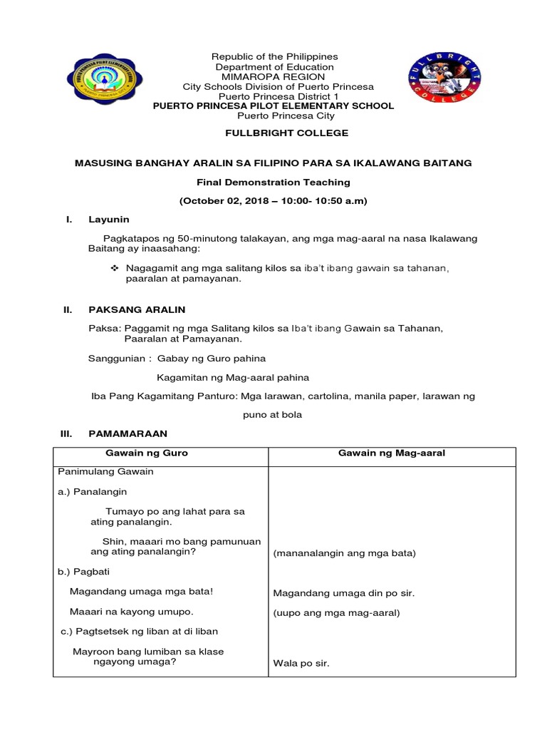 Detailed Lesson Plan in Filipino Grade2 | PDF