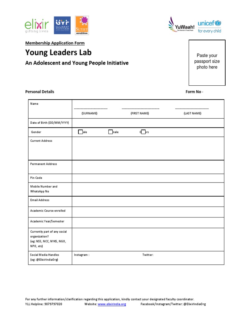 YLL Membership Form SLTIET | PDF | Social Media | Popular Culture ...