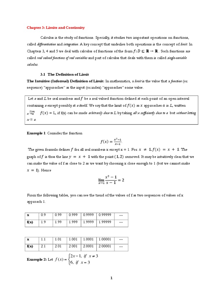 Chapter 3: Limits and Continuity: Calculus | PDF | Science & Mathematics