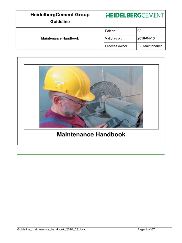 HeidelbergCement Maintenance Handbook | PDF | Reliability Engineering ...