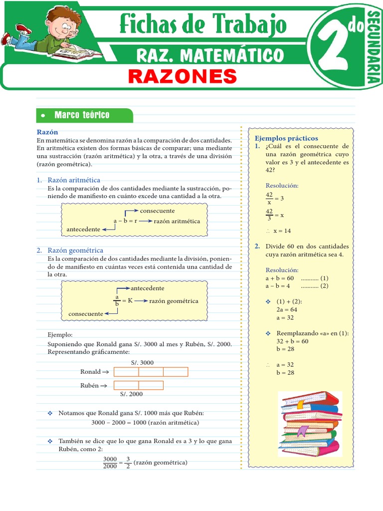 Razones Para Segundo Grado De Secundaria Pdf Proporción Matemáticas