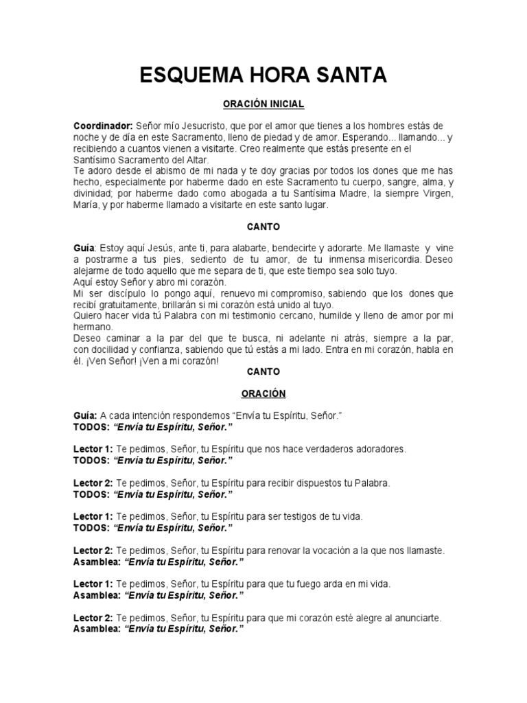 Esquema Hora Santa | PDF | eucaristía | Oración
