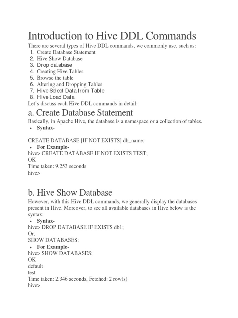 Apache Hive DDL DML, Queries | PDF | Databases | Computer Programming