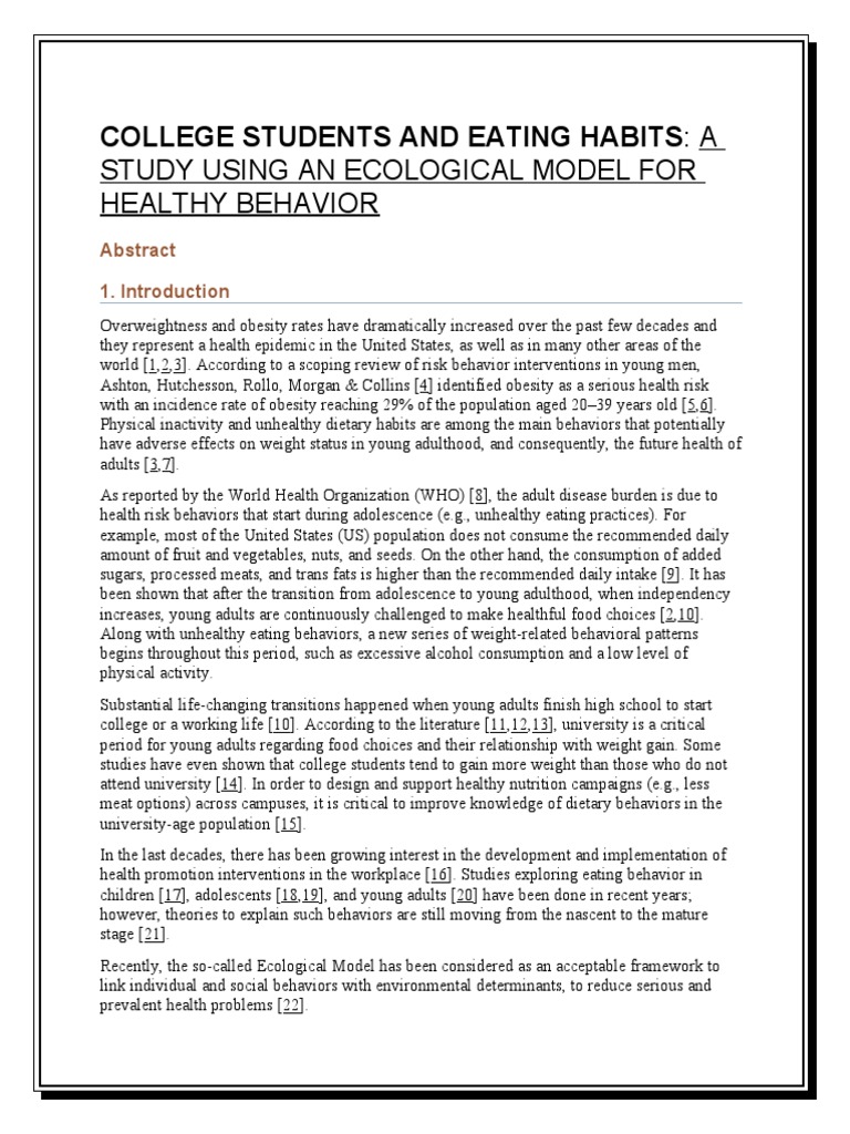 College Students and Eating Habits | PDF | Foods | Focus Group