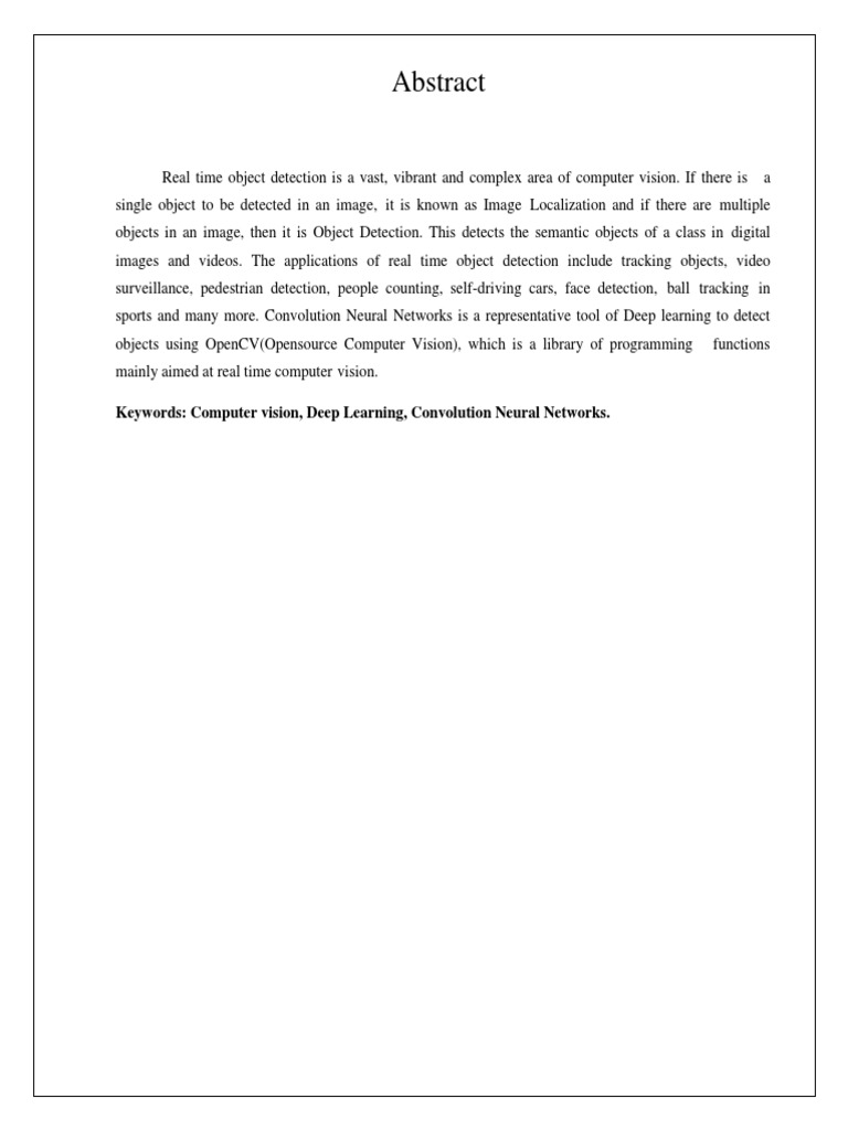 Real Time Object Detection Using CNN | PDF | Image Resolution ...