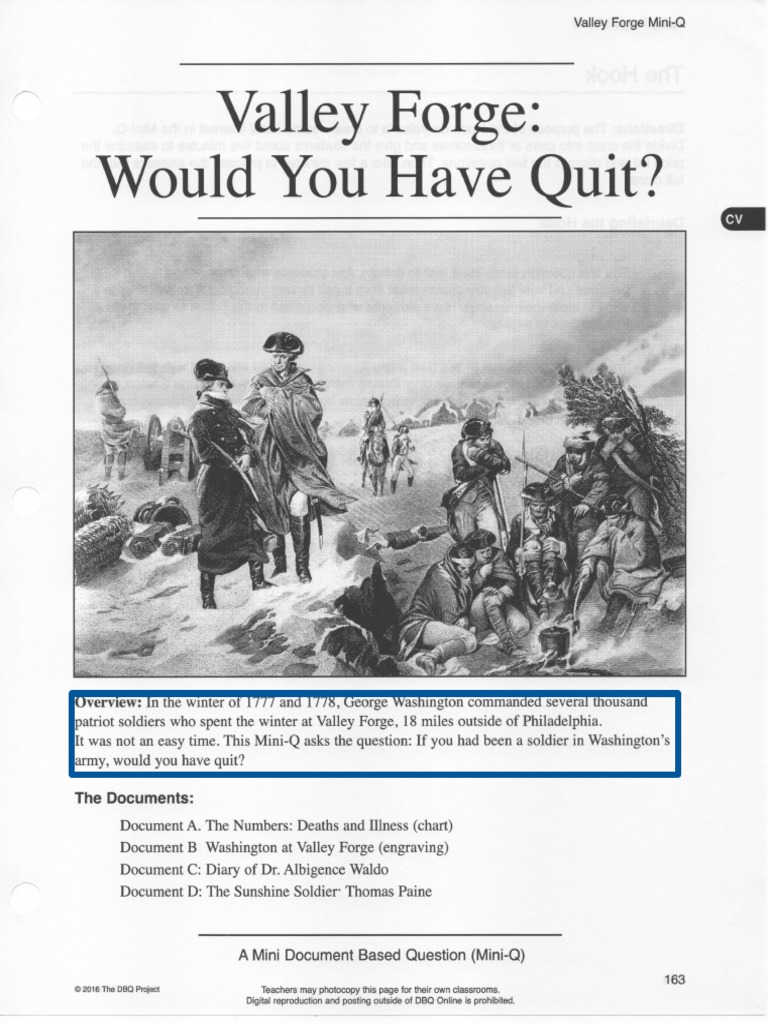 Valley Forge DBQ | PDF | Valley Forge | American Revolution