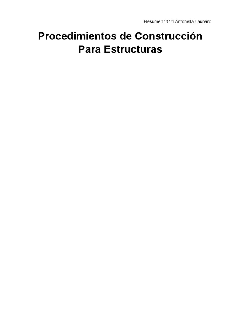 Resumen Proc de Constru para Estructuras | PDF | Tubería (transporte de fluidos) | Cemento