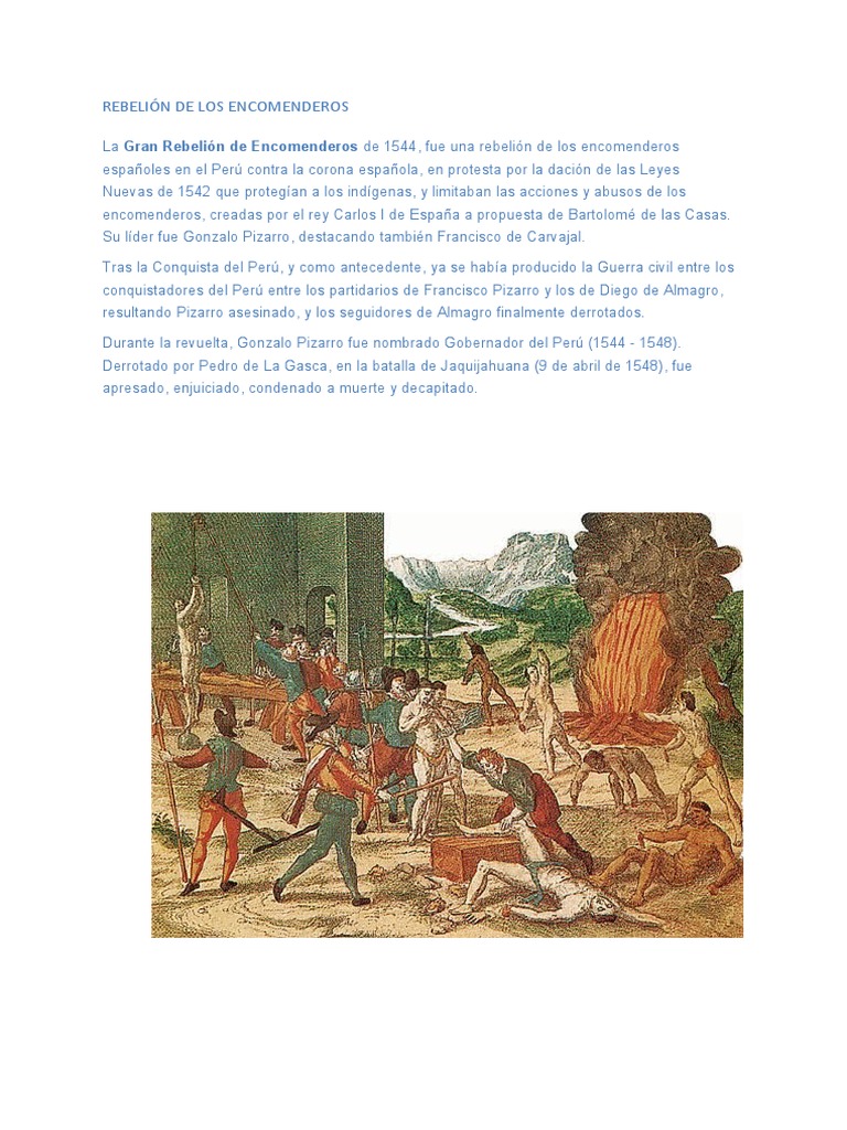Rebelión de Los Encomenderos | PDF | Historia | Religión y espiritualidad
