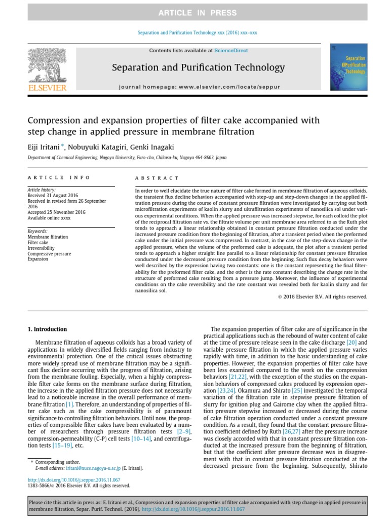 Compression and Expansion Properties of Filter Cake Accompanied With ...
