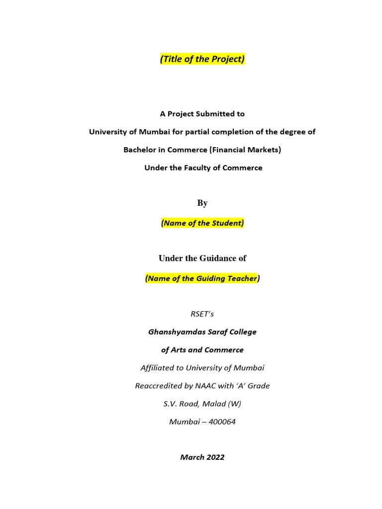 0 - Project Black Book Initial Pages Format | PDF | Academic Degree ...