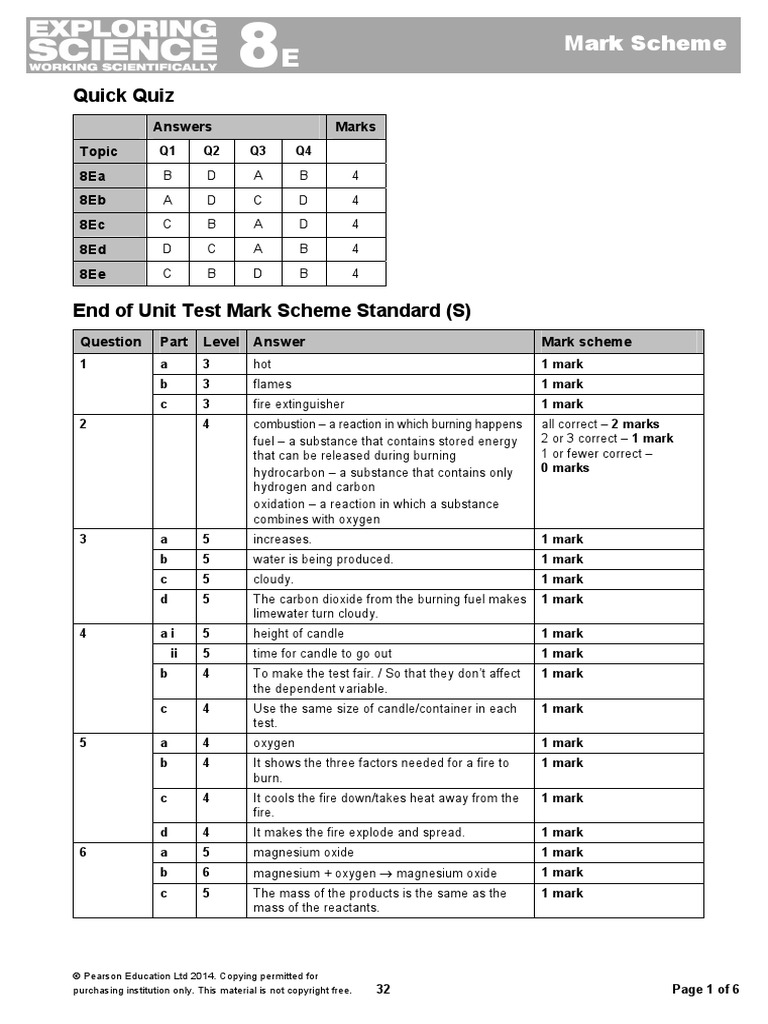 8e Mark Scheme | PDF | Combustion | Exhaust Gas