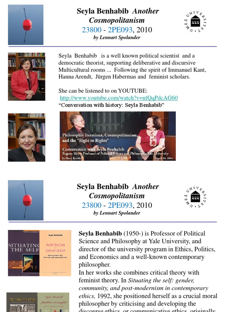 Seyla Benhabib's Cosmopolitanism Insights | PDF | Philosophical ...
