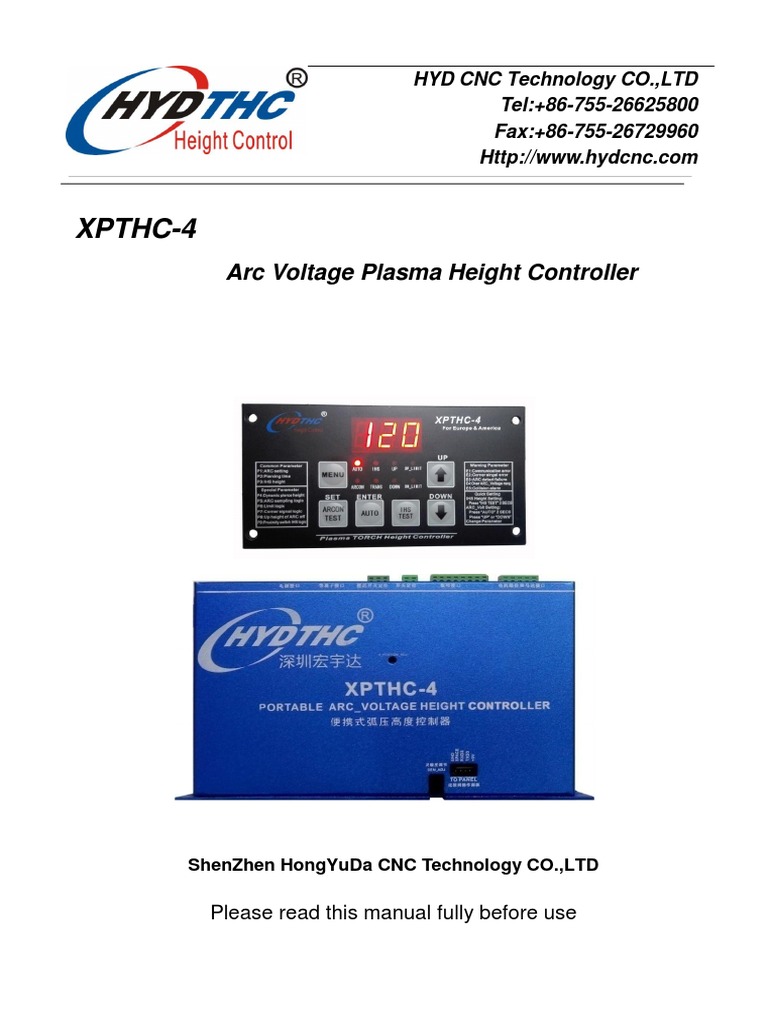 Xpthc-4: Arc Voltage Plasma Height Controller | PDF | Power Supply | Switch