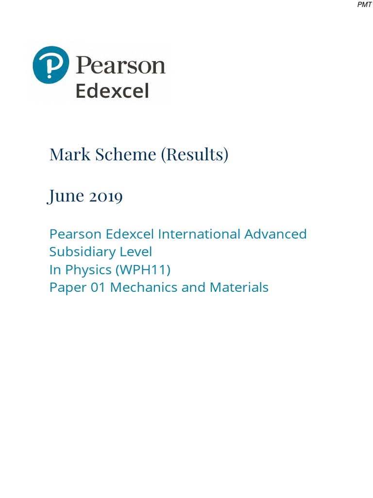 June 2019 (IAL) MS - Unit 1 Edexcel Physics A-Level | PDF | Velocity ...