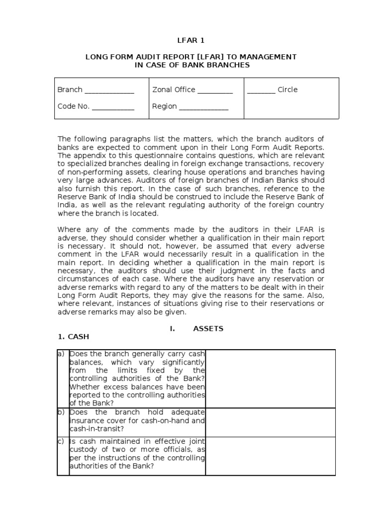 Lfar 1 - Lfar Format | Auditor's Report | Debits And Credits | Free 30 ...