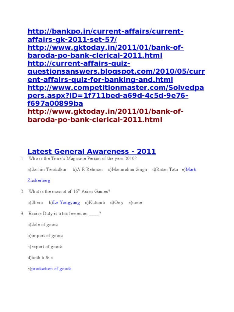 Latest General Awareness | PDF