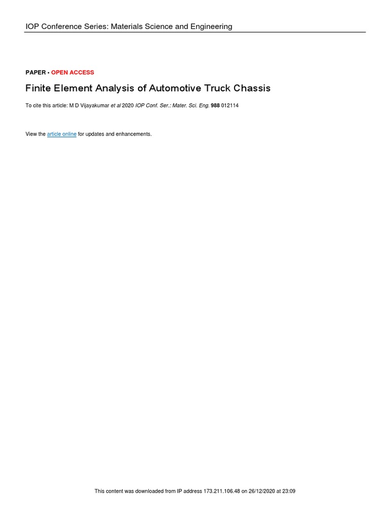 Finite Element Analysis of Automotive Truck Chassi | PDF | Deformation ...