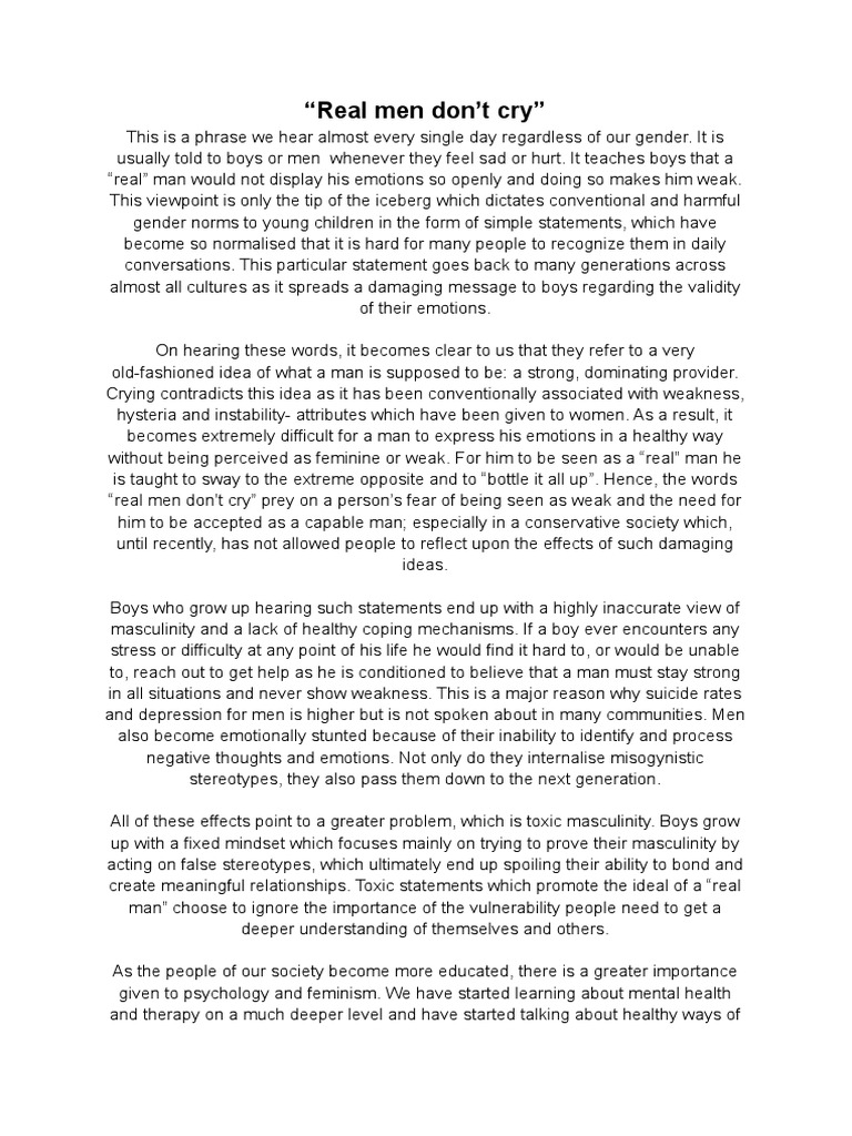 Real Men Don't Cry | PDF | Masculinity | Clinical Psychology