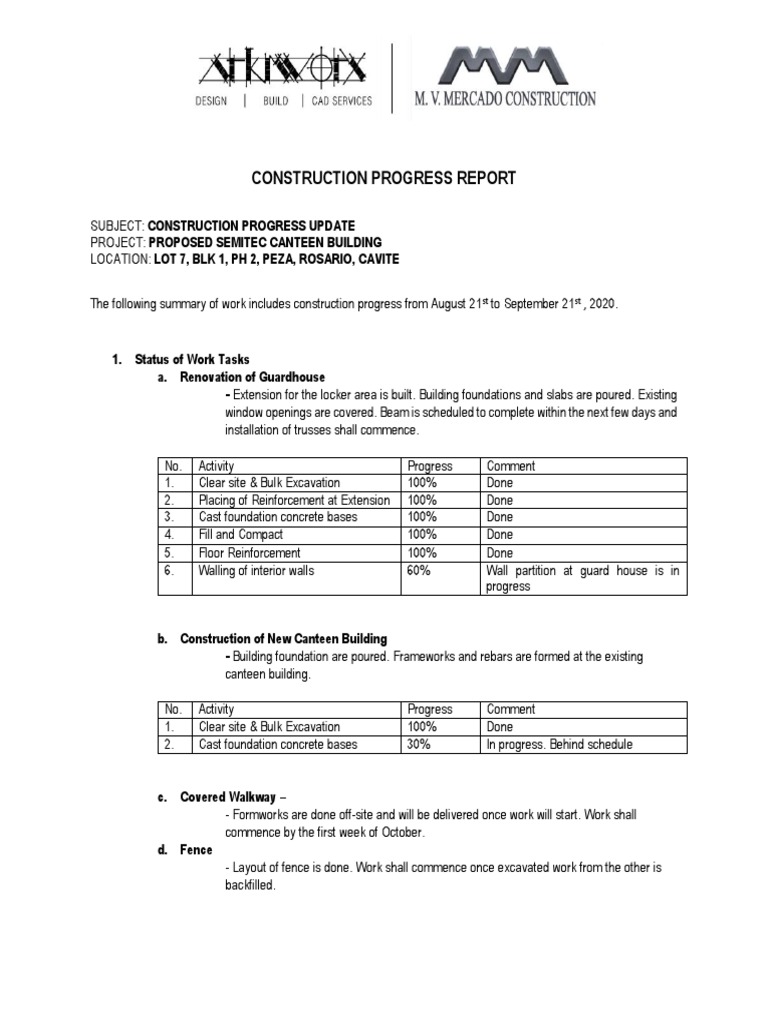 Construction Progress Report | PDF | Overtime | Economic Sectors