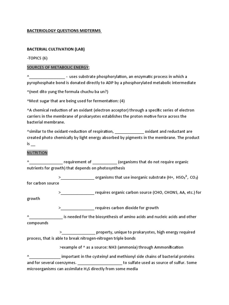 Bacteriology Questions | PDF | Metabolism | Growth Medium