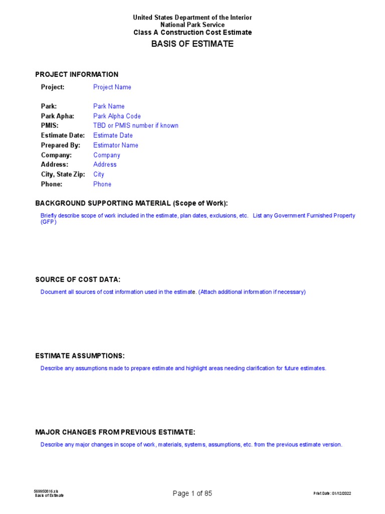 Construction Cost Estimate Template | PDF | Economies | Business Economics