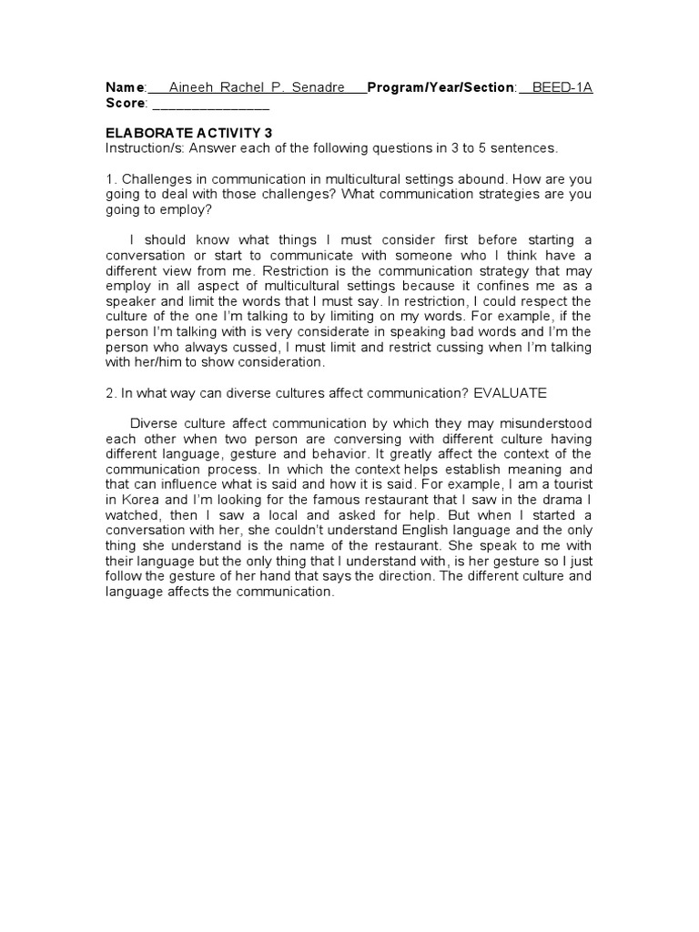 Module 1-Lesson 3 | PDF | Communication | Gesture