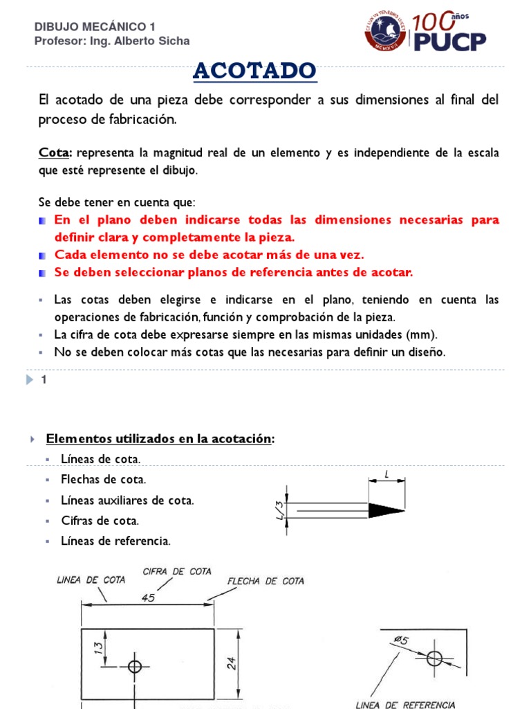 Normas de Acotación en Dibujo Técnico | PDF | Dimensión