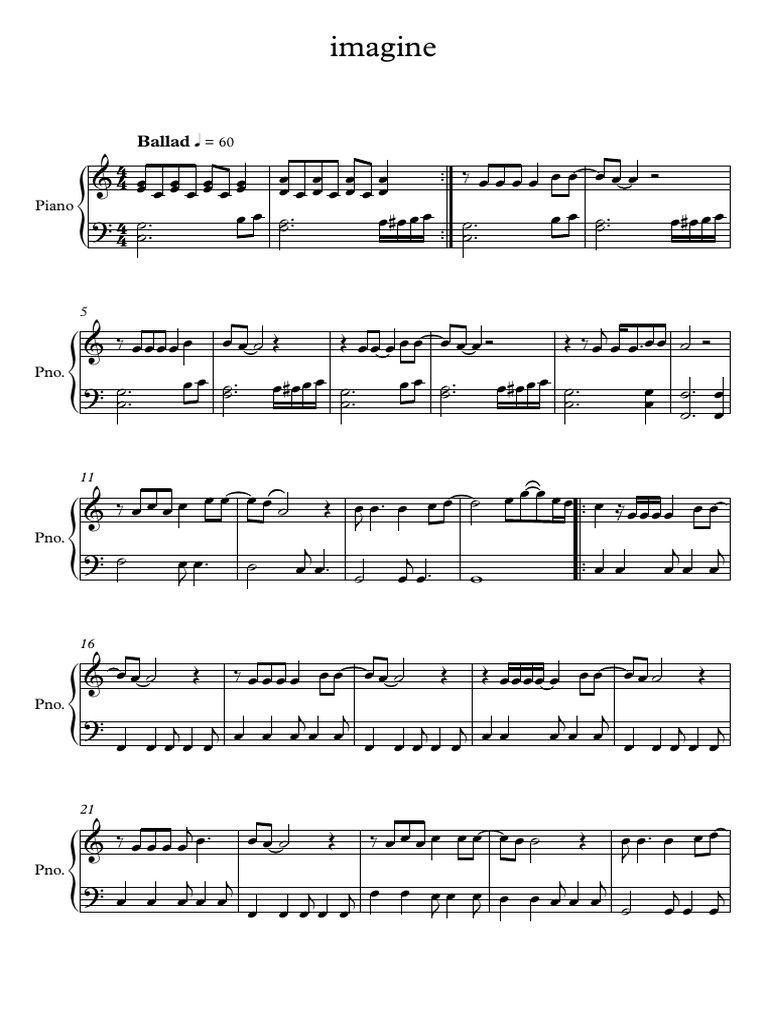 Imagine - Piano | PDF