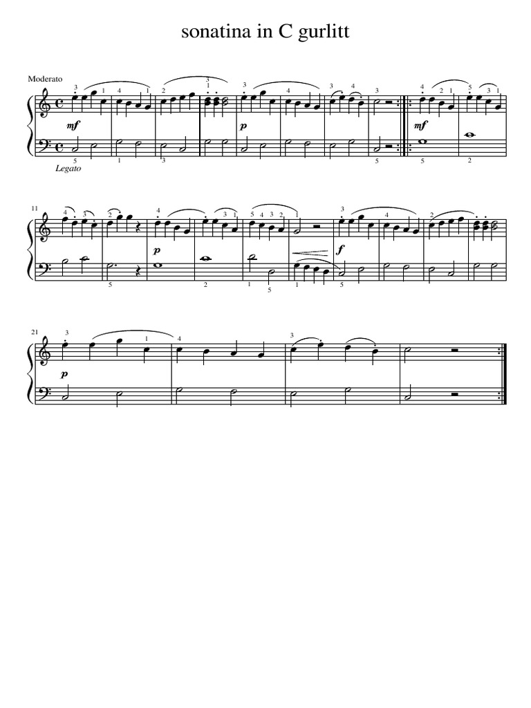 Sonatina in C Gurlitt | PDF