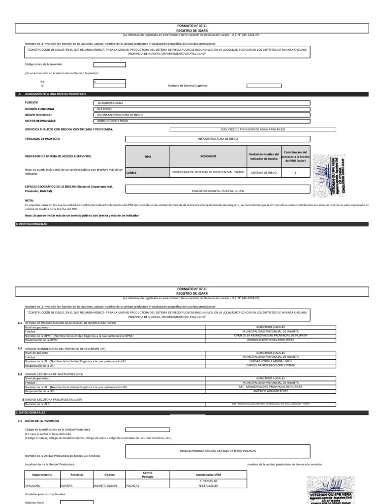 Formato 7C - Qochas - Huanta | PDF | Riego | Agua