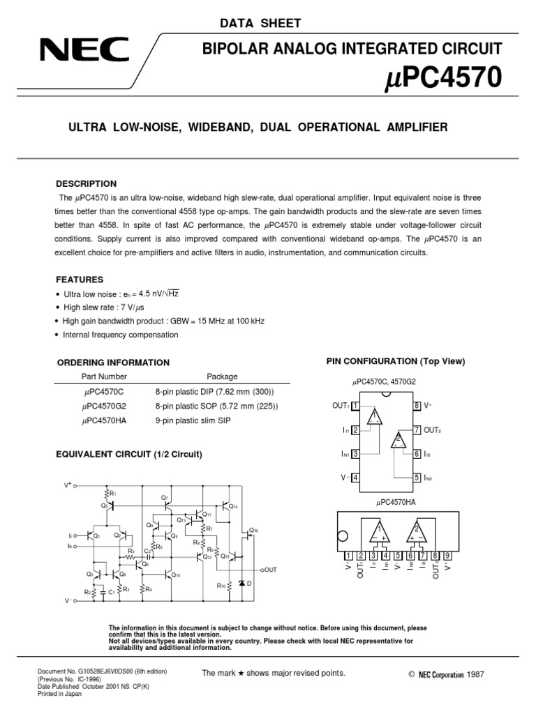 Datasheet - HK Upc4570c 278681 | PDF | Operational Amplifier | Amplifier