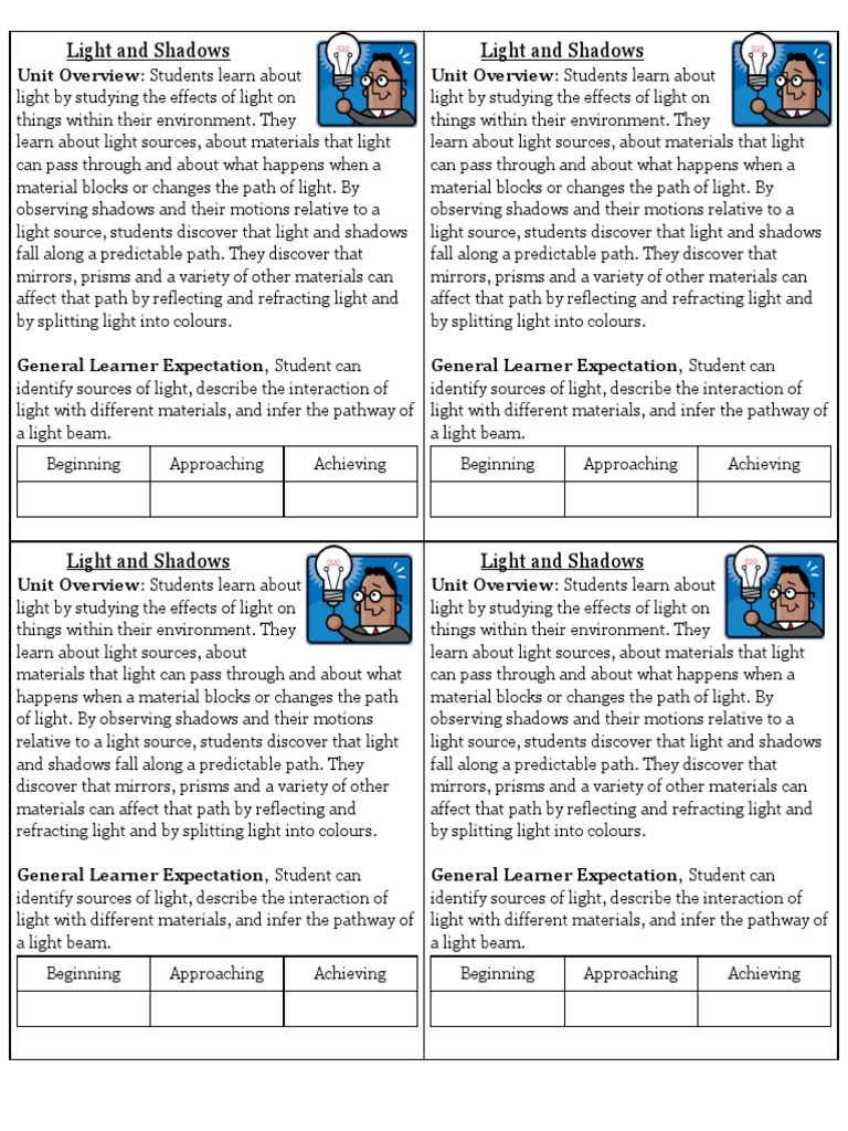 Light and Shadow Quiz Cover. | PDF | Light | Prism