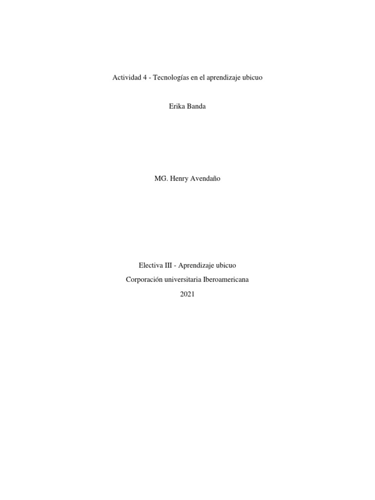 Actividad 4 Tecnologías en El Aprendizaje Ubicuo | PDF | Tecnologia ...