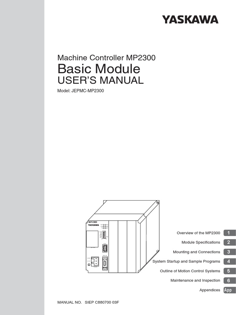 Mp2300 Basic Module User S Manual Siep C880700 03f 11 0 201712 Pdf