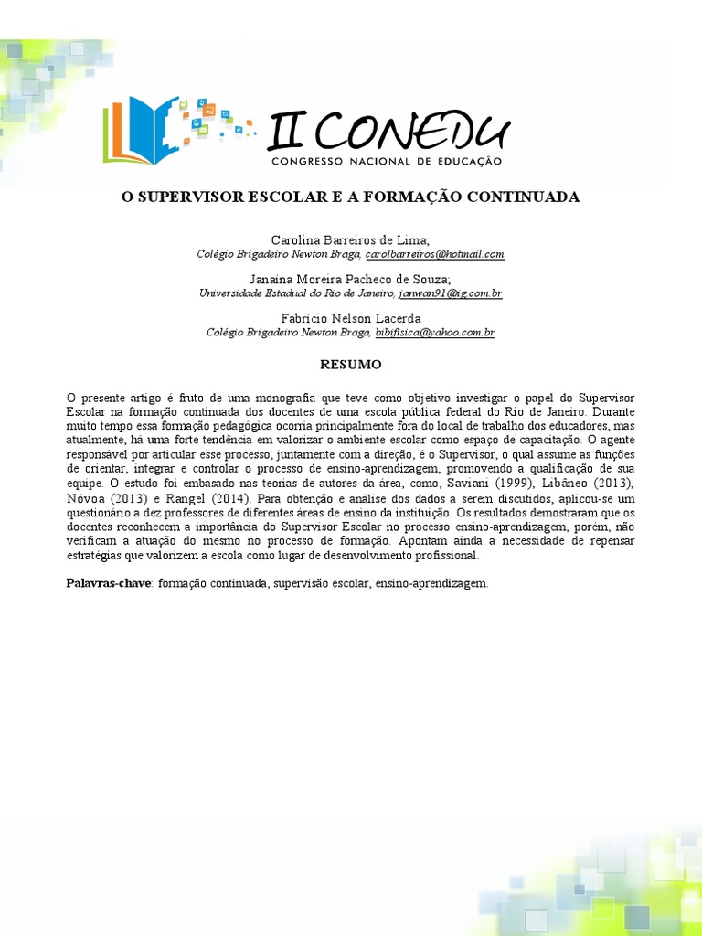 Papel Do Supervisor Escolar | PDF | Pedagogia | Desenvolvimento profissional
