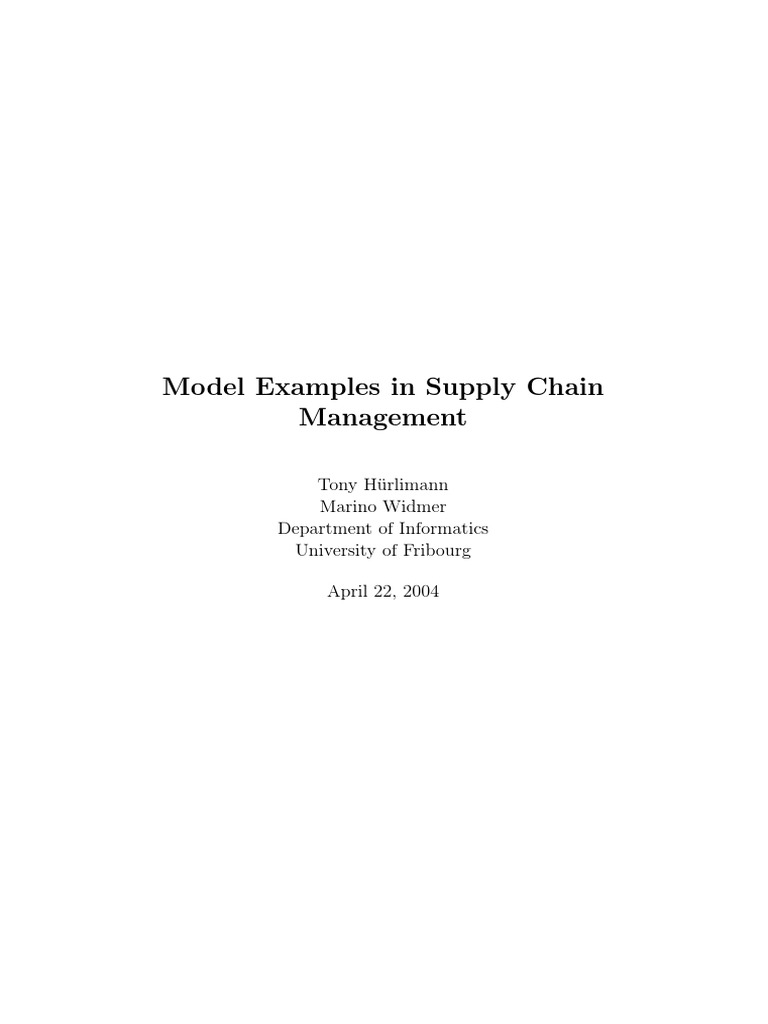 Model Example In Scm Pdf Supply Chain Mathematical Optimization