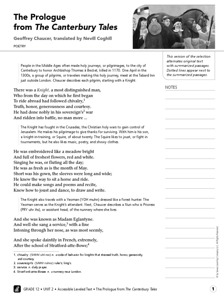 MPELA17 SE12 U2A LIT Chaucer PDF | PDF | The Canterbury Tales