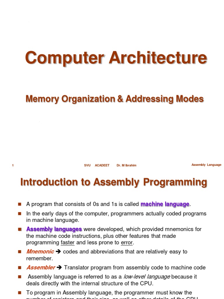 Computer Architecture: Memory Organization & Addressing Modes | PDF | Assembly Language ...