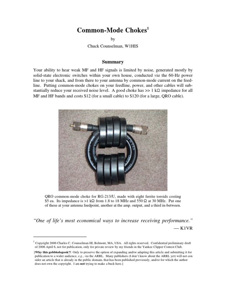 Common Mode Chokes | PDF | Coaxial Cable | Inductor